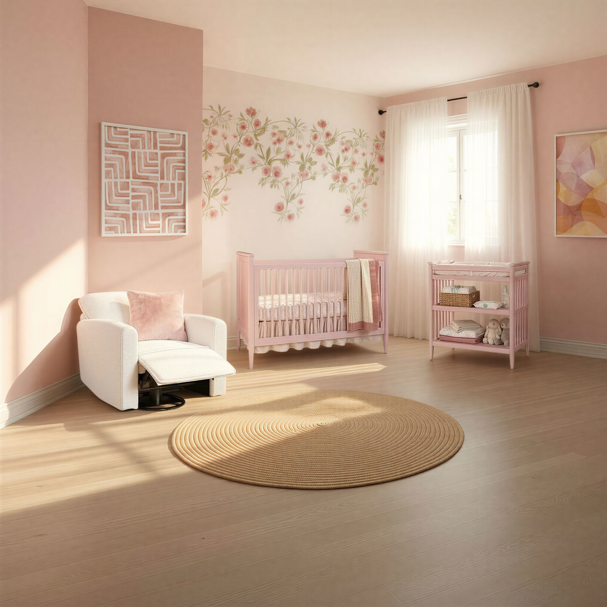 Modern Nursery Convertible Crib | Pink - WestWoodBaby